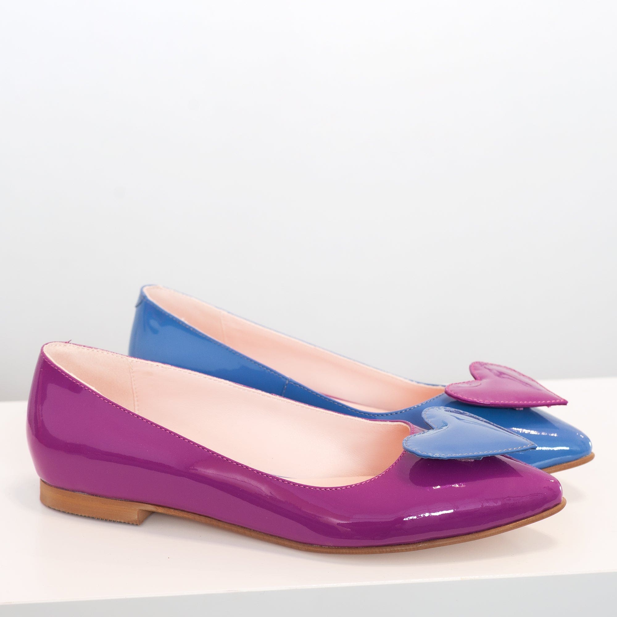 Balerini asimetrici din lac albastru cu mov Oneida – Pantofi Diane Marie