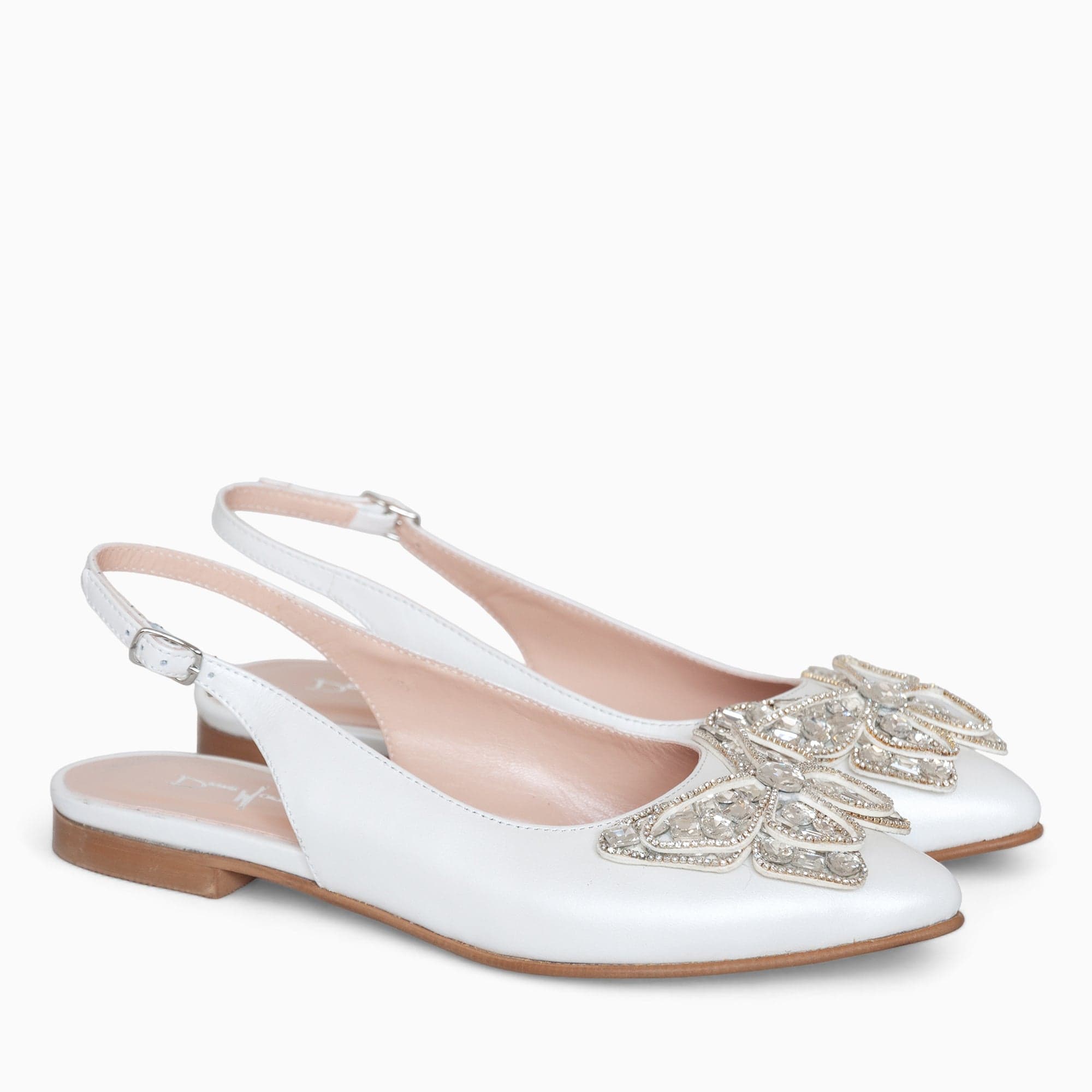 Balerini din piele naturala alb sidef Cosima – Pantofi Diane Marie