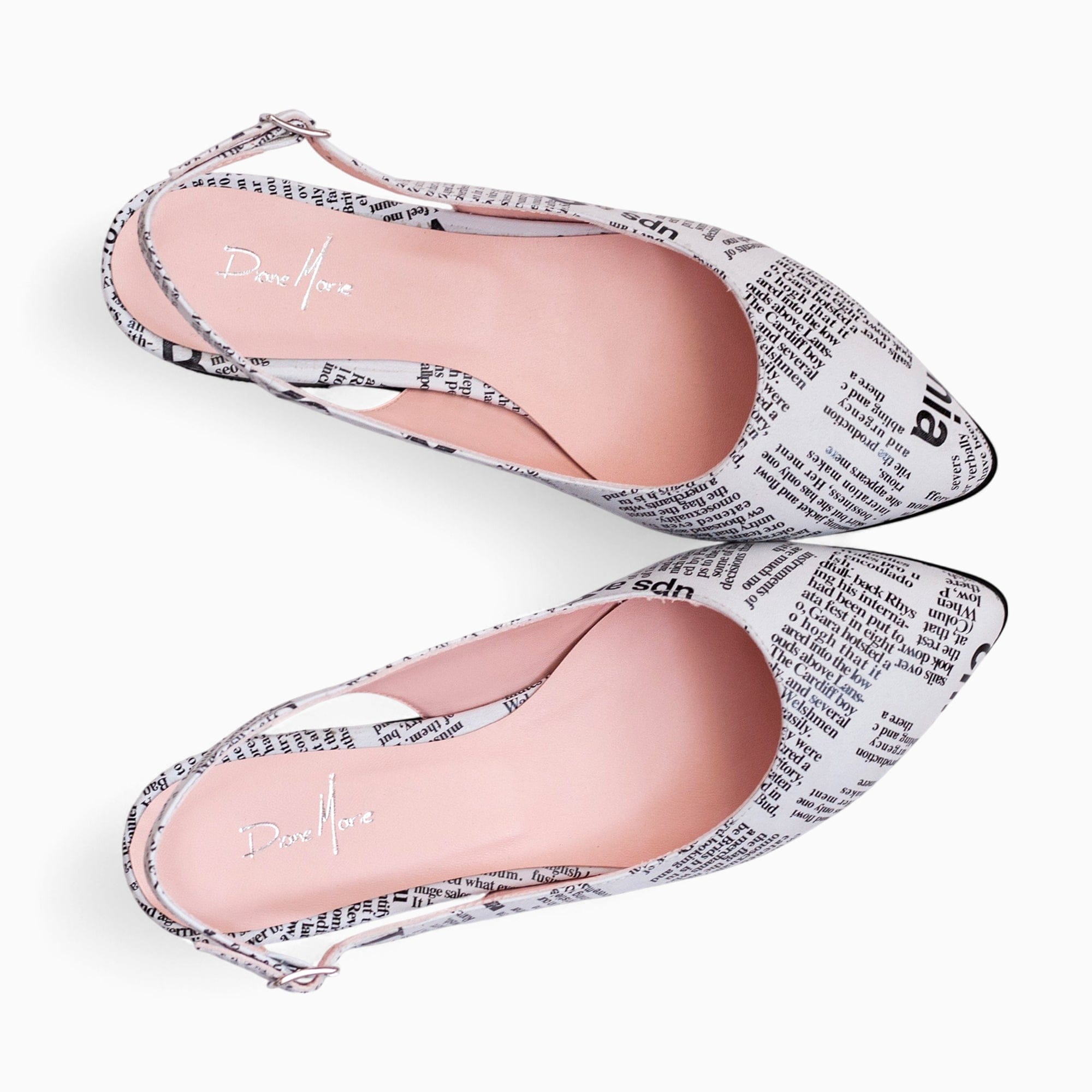 Balerini din piele naturala cu print ziar alb negru Colton – Pantofi ...