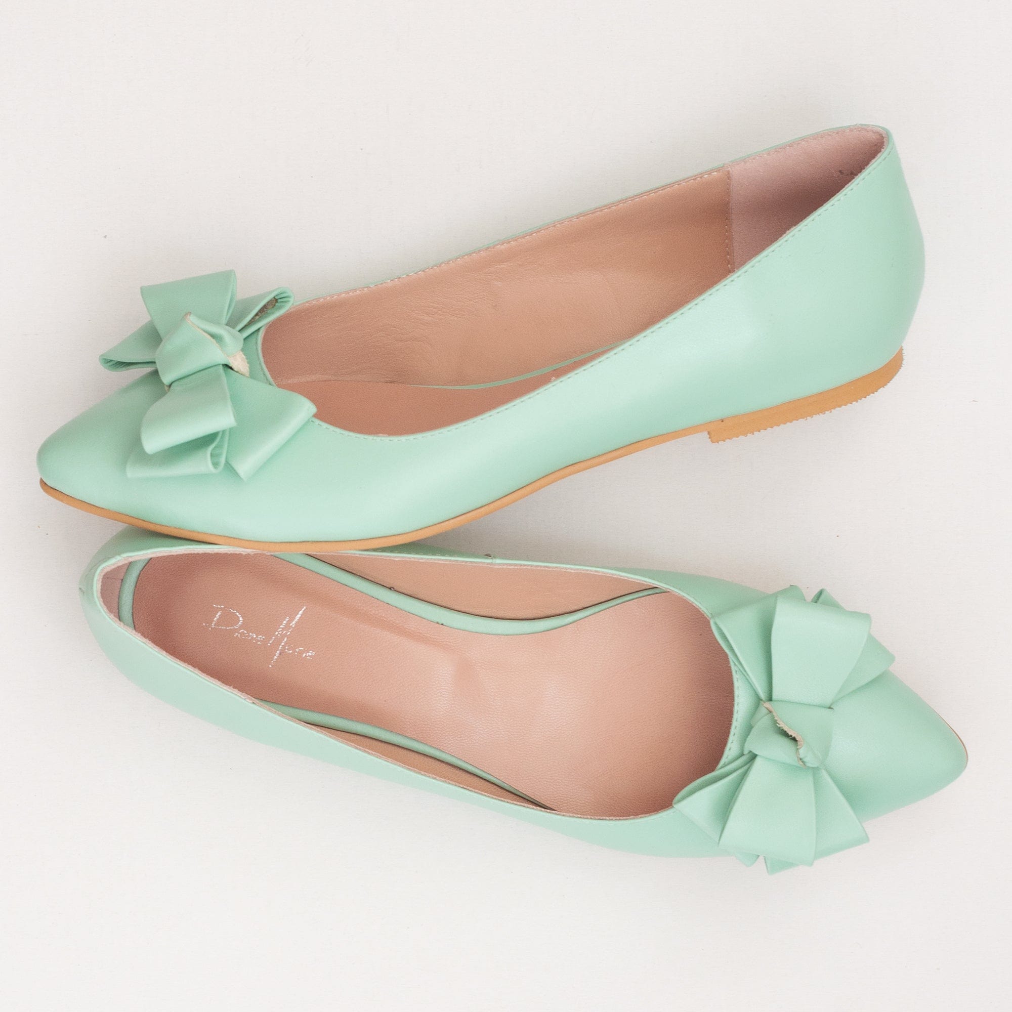 Balerini din piele naturala verde menta Brianna – Pantofi Diane Marie