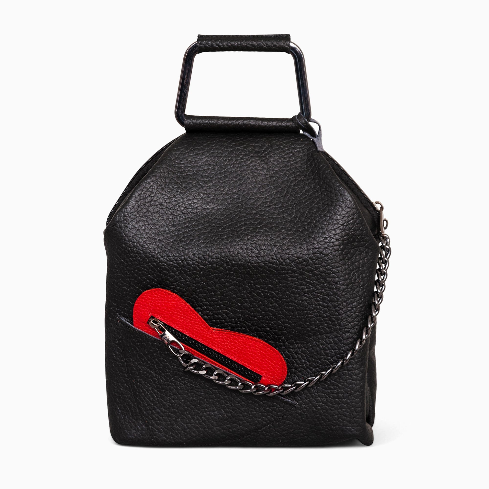 Rucsac din piele naturala neagra cu inima rosie Altea – Pantofi Diane Marie