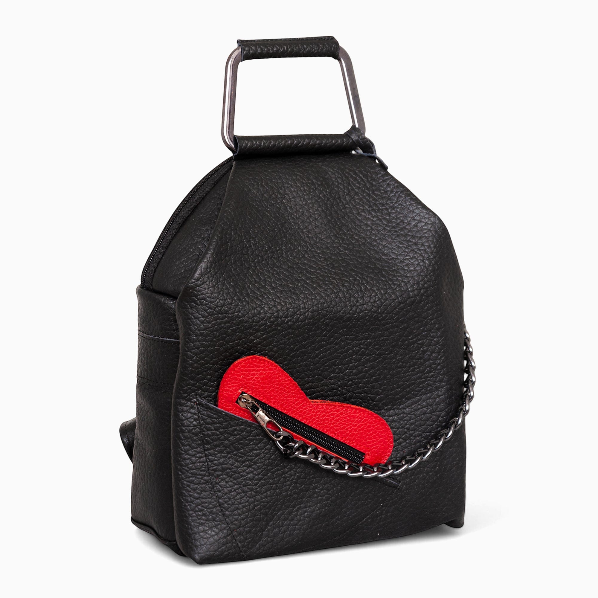 Rucsac din piele naturala neagra cu inima rosie Altea – Pantofi Diane Marie